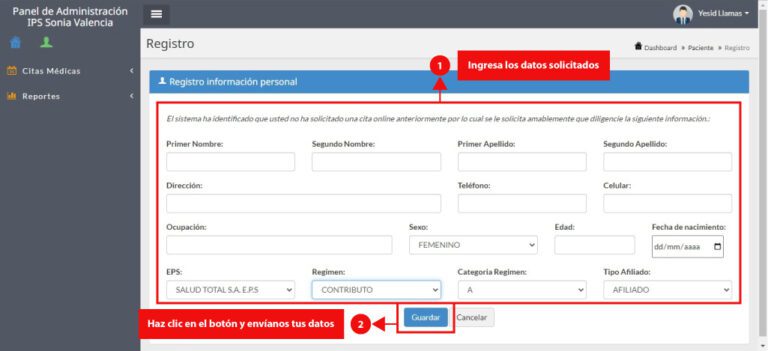 Manual de ayuda para el usuario - Sonia Valencia Rehabilitación Integral IPS